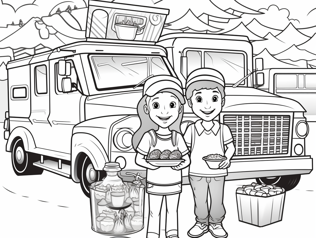 Outdoor Cooking Fun Coloring - Coloring Page