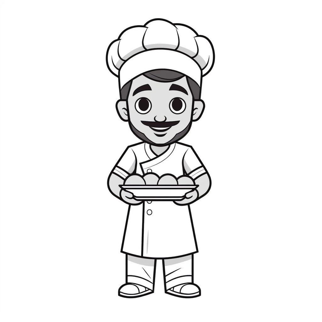 Pastry Chef Coloring Fun - Coloring Page