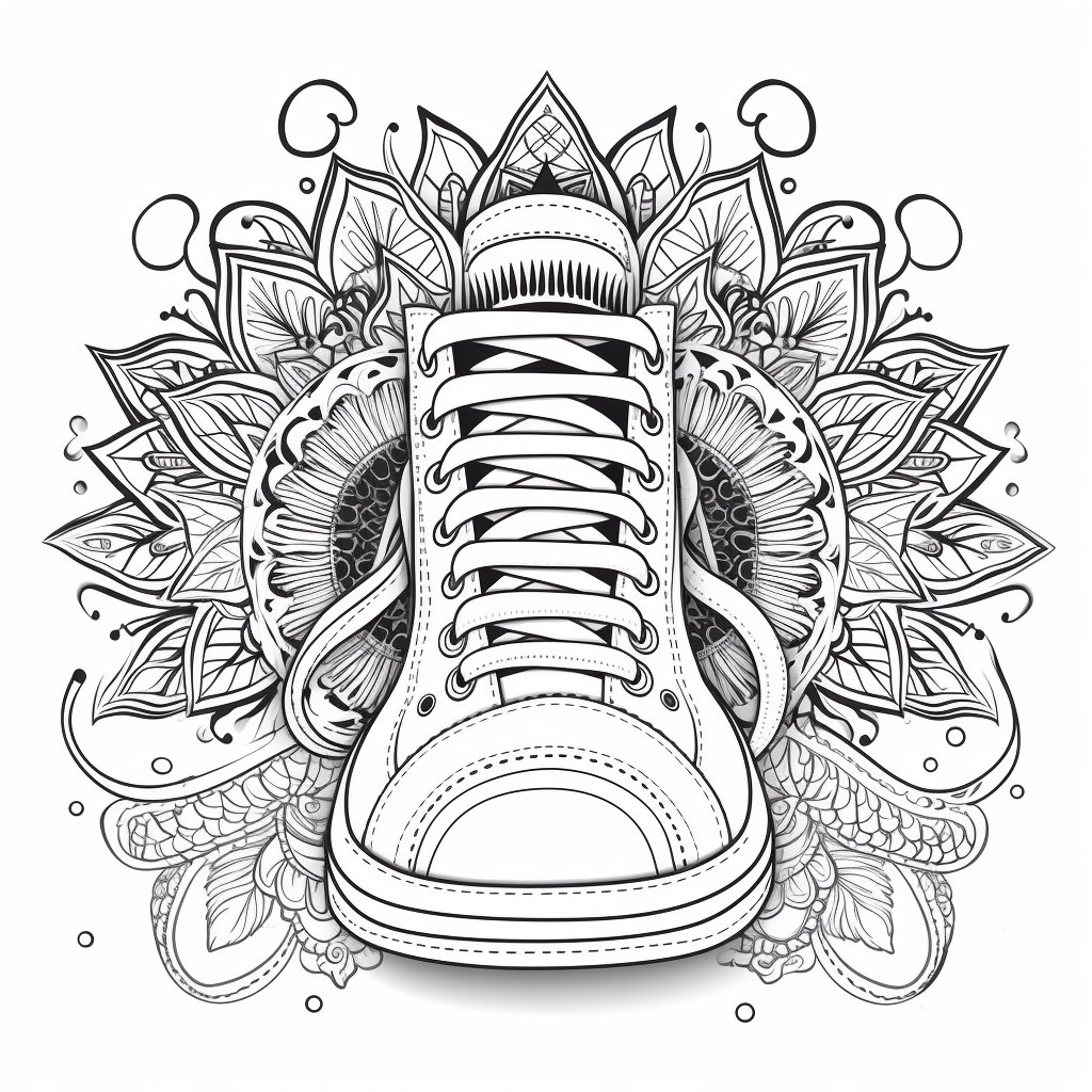 Relaxing Shoe Mandala Design - Coloring Page