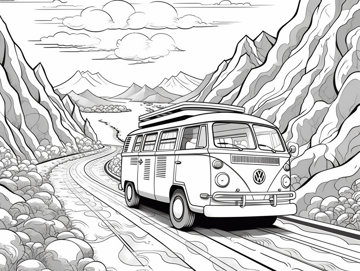 Road Trip Themed Mandala Exploration - Coloring Page