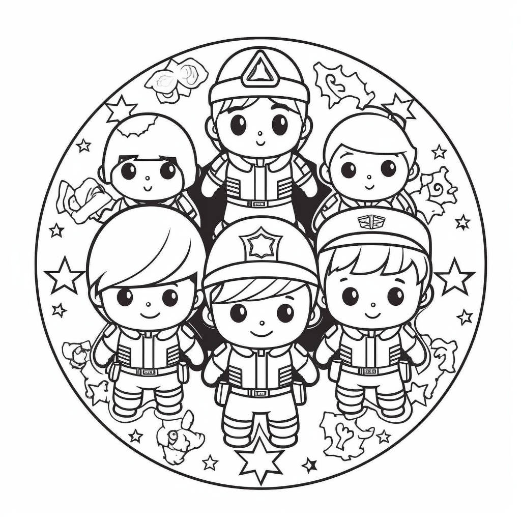 Santa And Soldiers Coloring Page - Coloring Page
