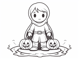Spooky Halloween Cartoon - Coloring Page