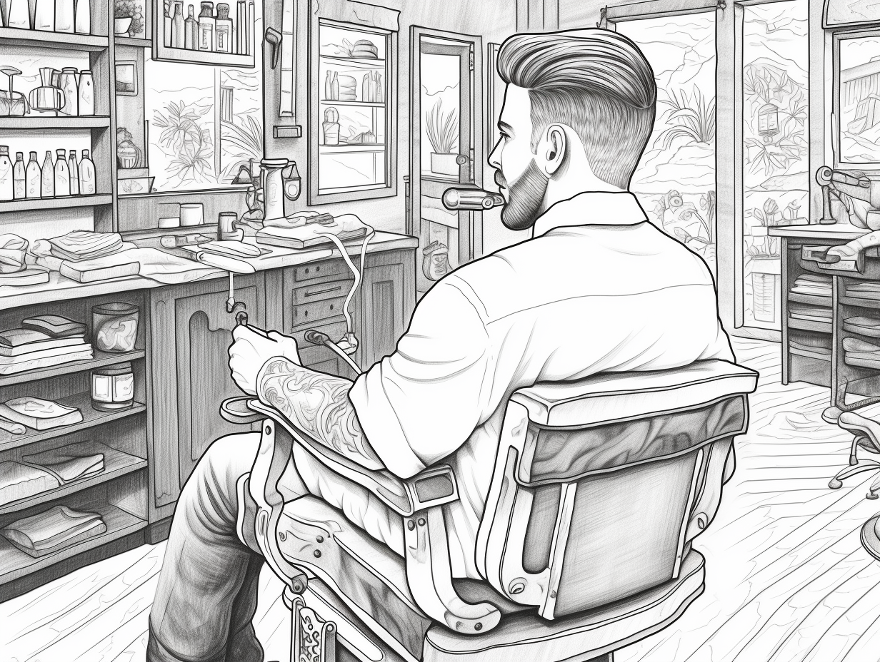Stylish Barber Coloring - Coloring Page