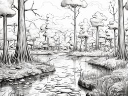 Swamp Wonderland Coloring - Coloring Page