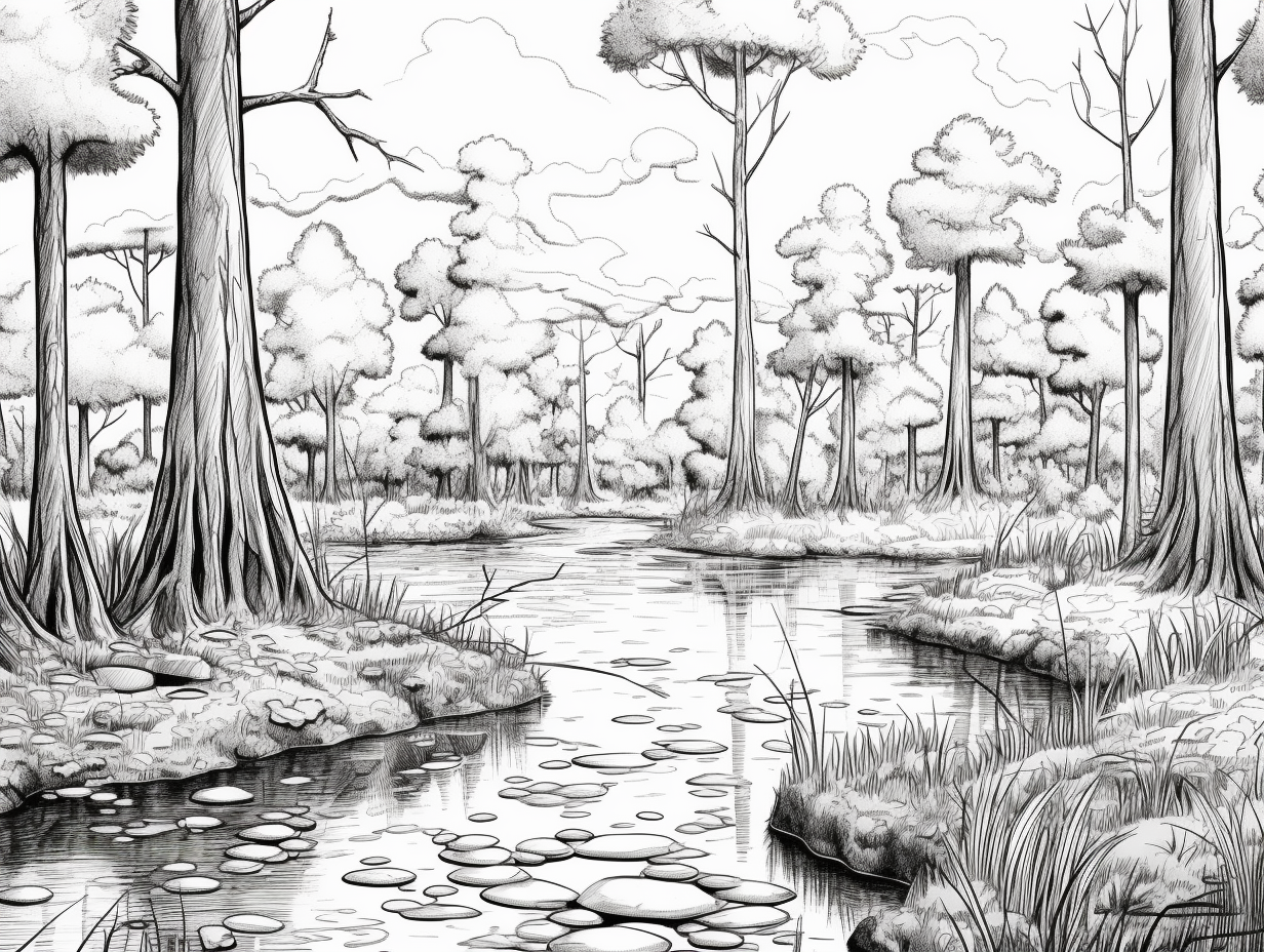 Swamp Wildlife Coloring Sheet - Coloring Page