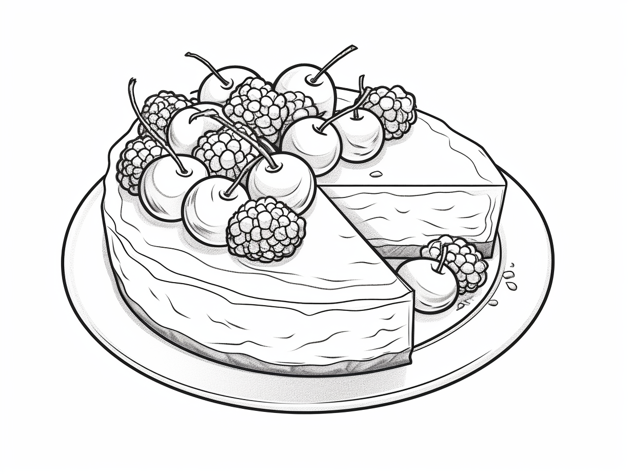 Sweet Cheesecake Treat - Coloring Page