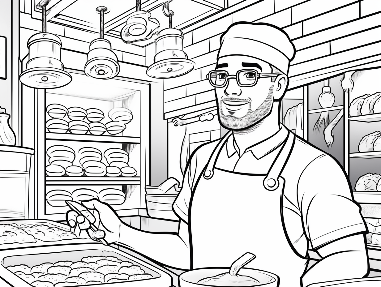 Talented Chef Baking Coloring Image - Coloring Page