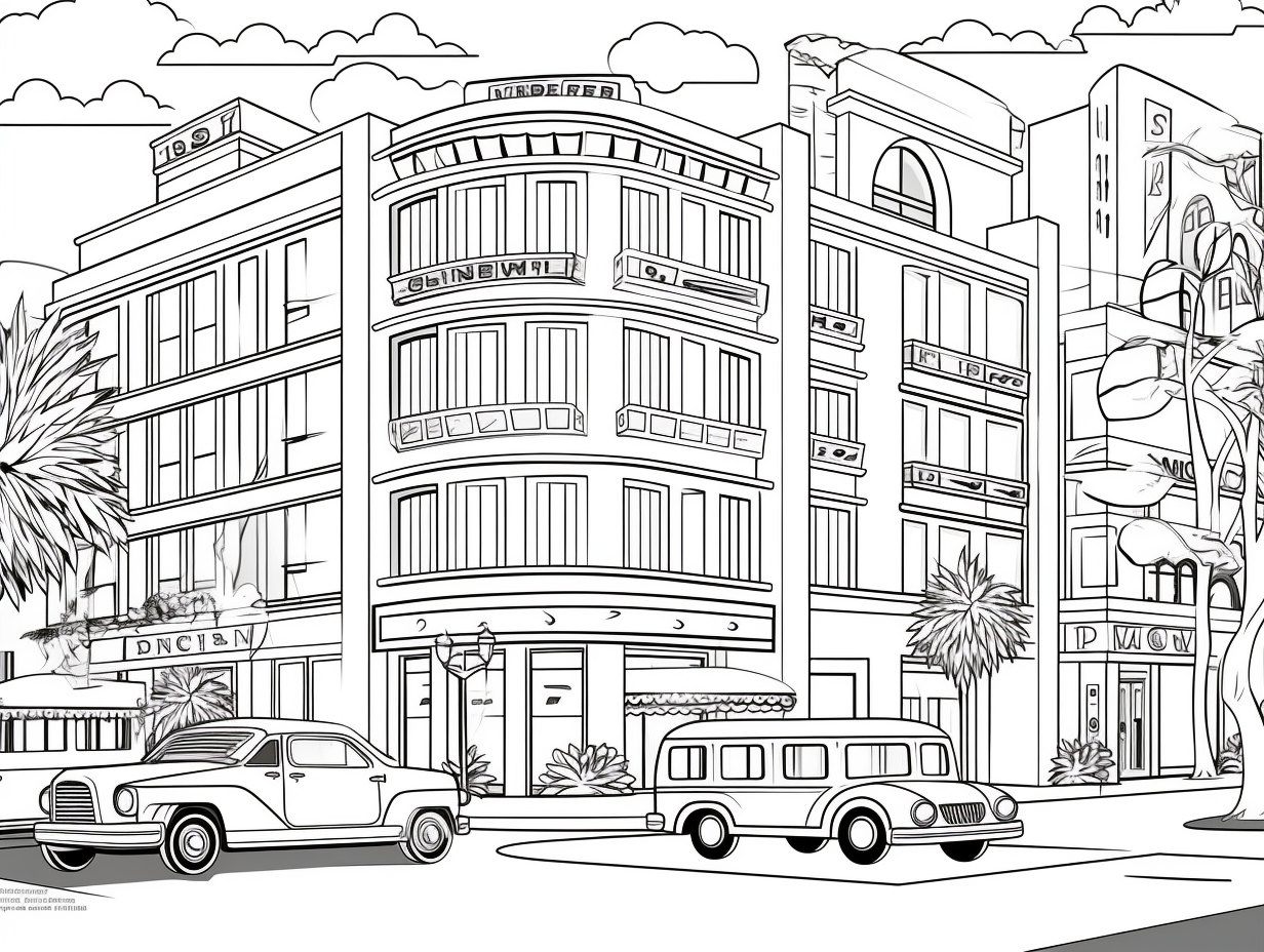 Traditional Hotel To Color - Coloring Page