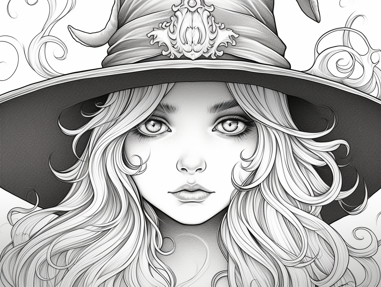 Whimsical Witches Coloring Series - Coloring Page