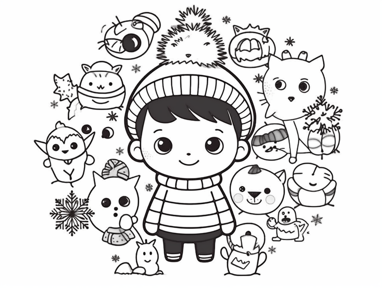 Wonderful Winter Holiday Coloring - Coloring Page